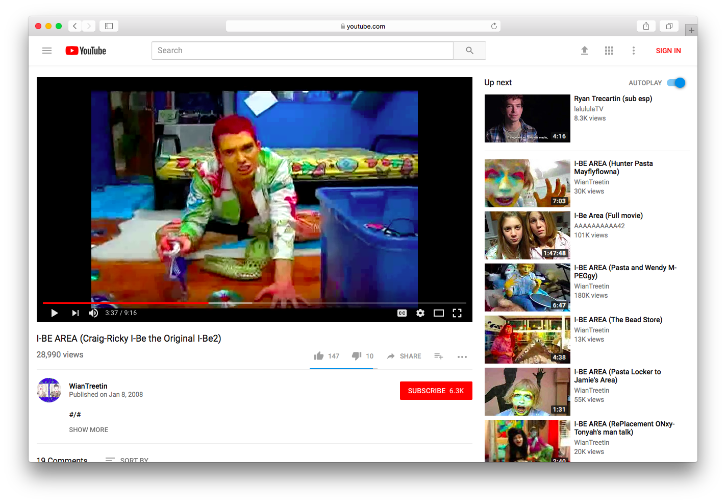 I-BE AREA in Out of Order YouTube messy-format | Net Art Anthology